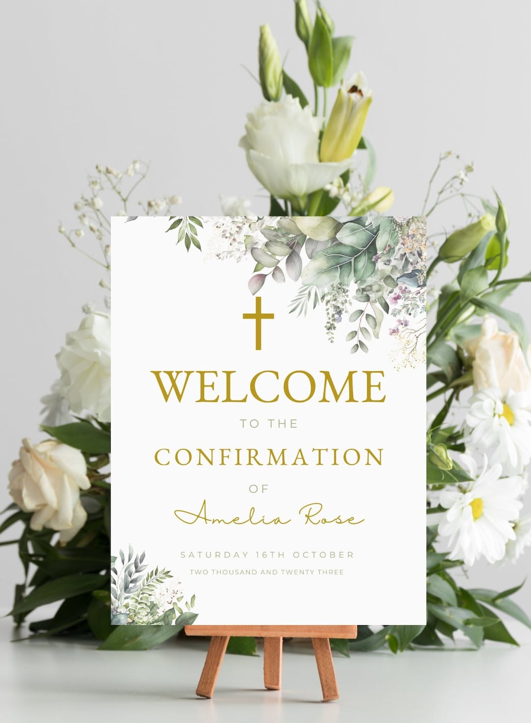 Confirmation Welcome Sign, Greenery Confirmation Party Sign, Religious ...