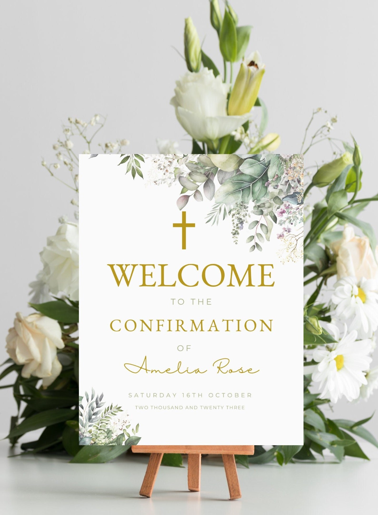 Confirmation Welcome Sign, Greenery Confirmation Party Sign, Religious ...