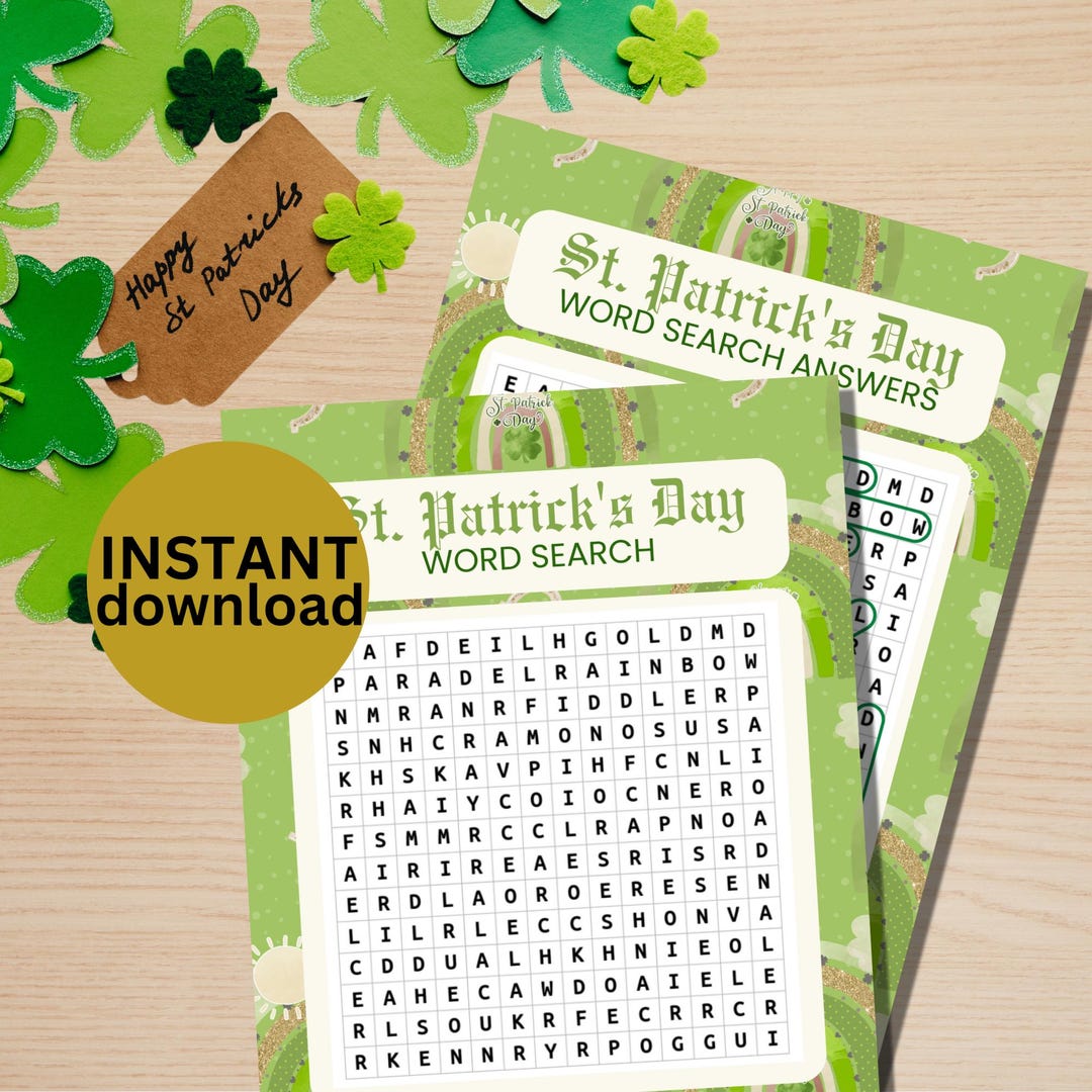 St Patricks Day Word Search Puzzle: Kids Classroom Activity (digital ...