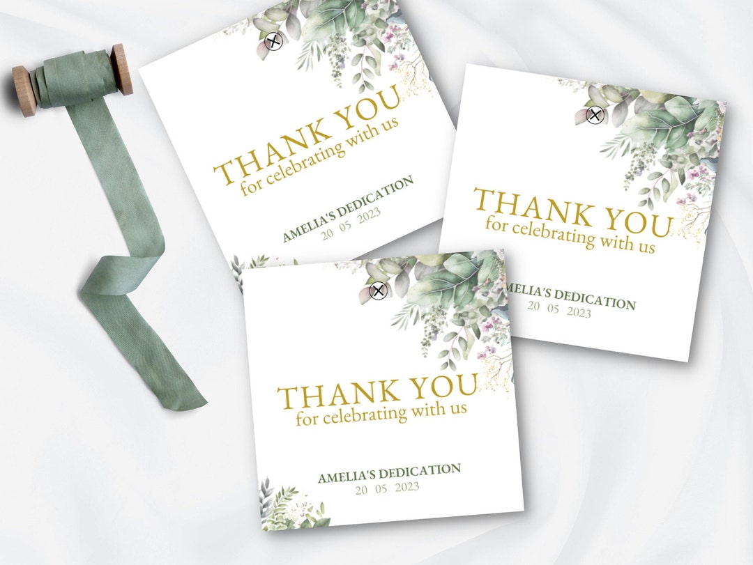 Dedication Thank You Tag Template, Boho Dedication Thank You Tags ...