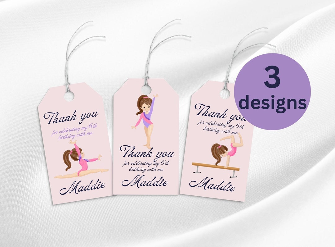 Gymnastics Party Favor Tag, Gymnastics Favor Tag, Gymnastics Birthday ...