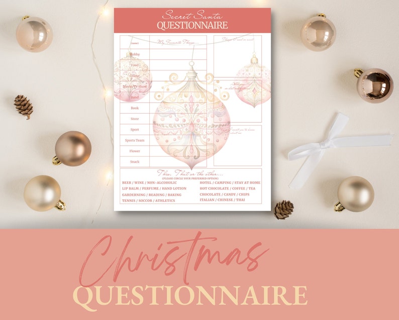 Secret Santa Questionnaire Edit Template, Shopping List Wish List ...