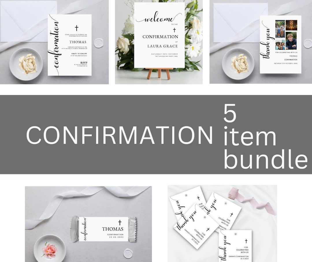 Minimalist Printable Confirmation Bundle, Confirmation Pack, Invite ...