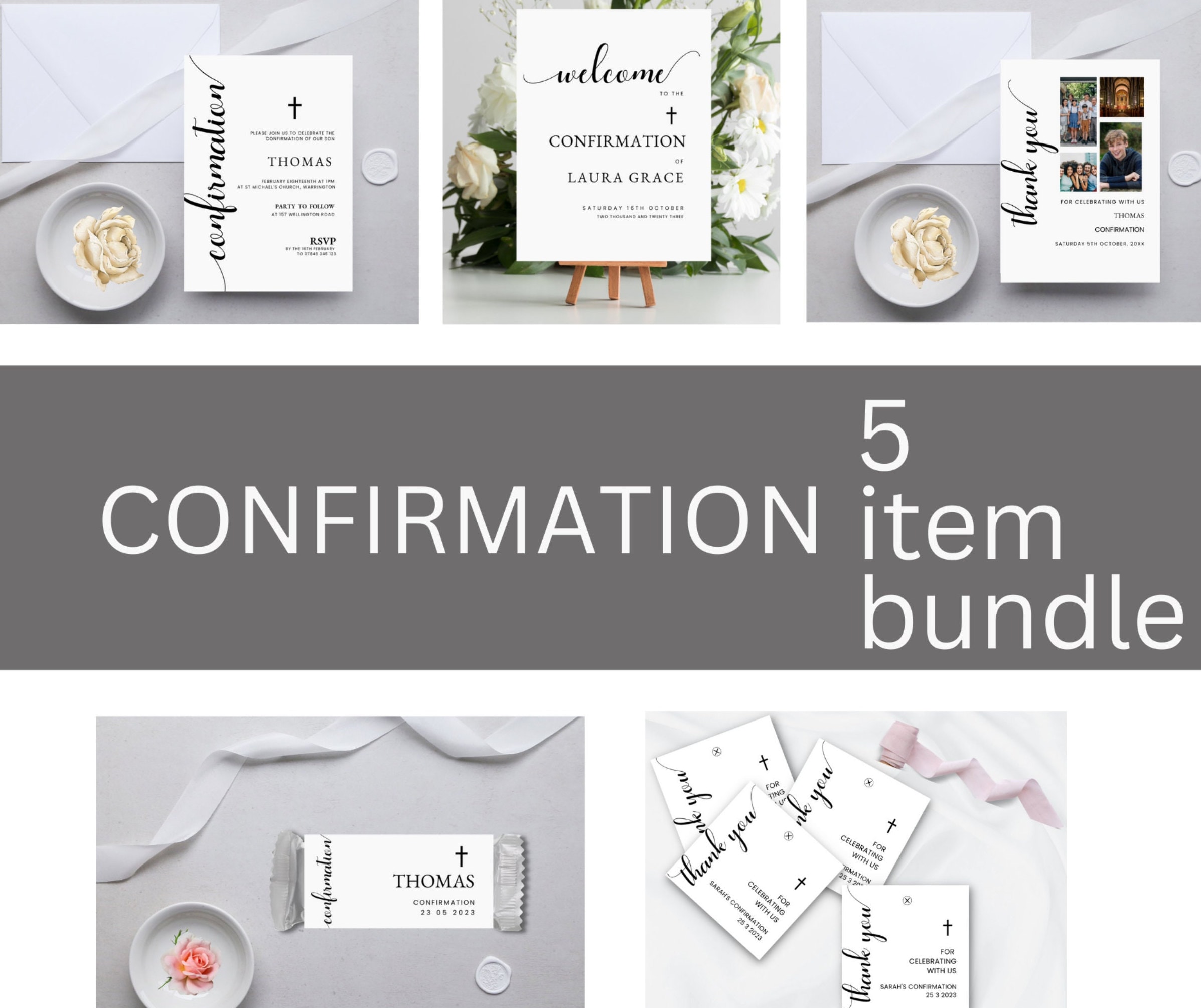 Minimalist Printable Confirmation Bundle, Confirmation Pack, Invite ...
