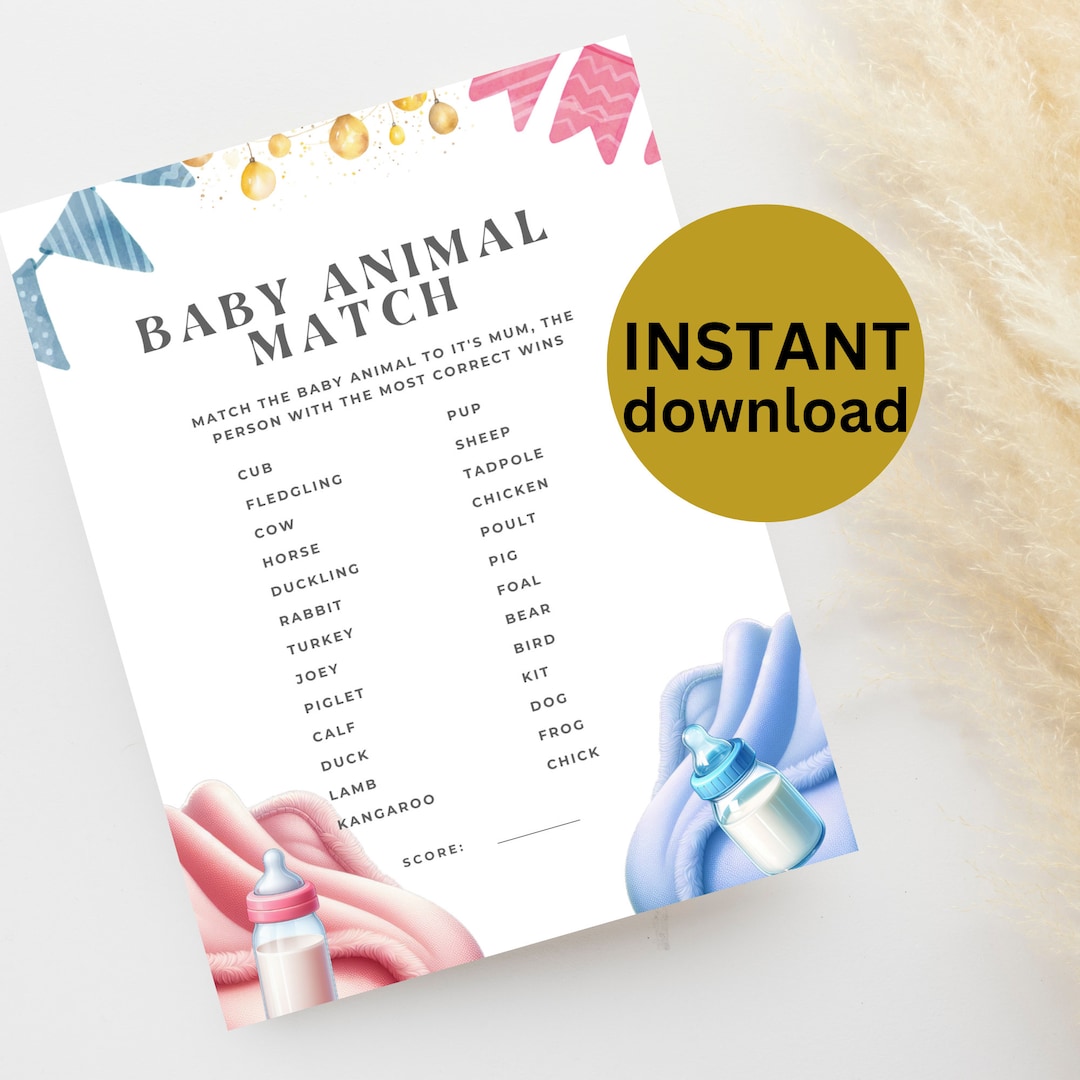 Baby Animal Match Game Animal Mom and Baby Match Game Match the Baby ...