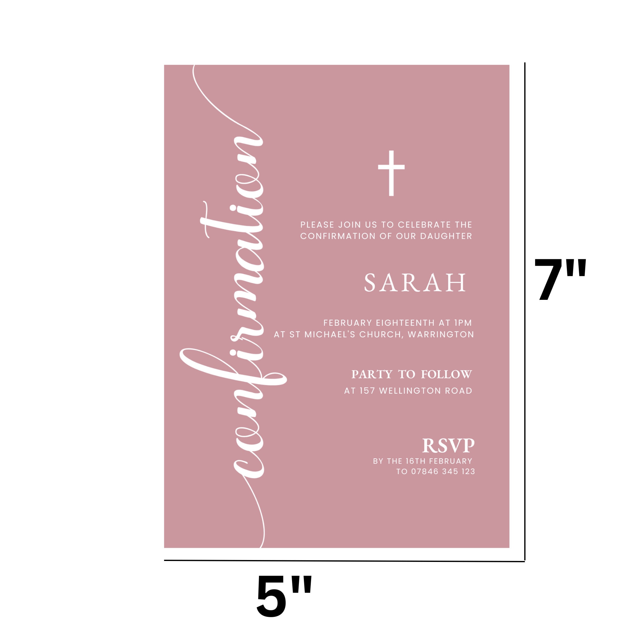 Pink Confirmation Invitation Template, Minimalist Confirmation Party ...
