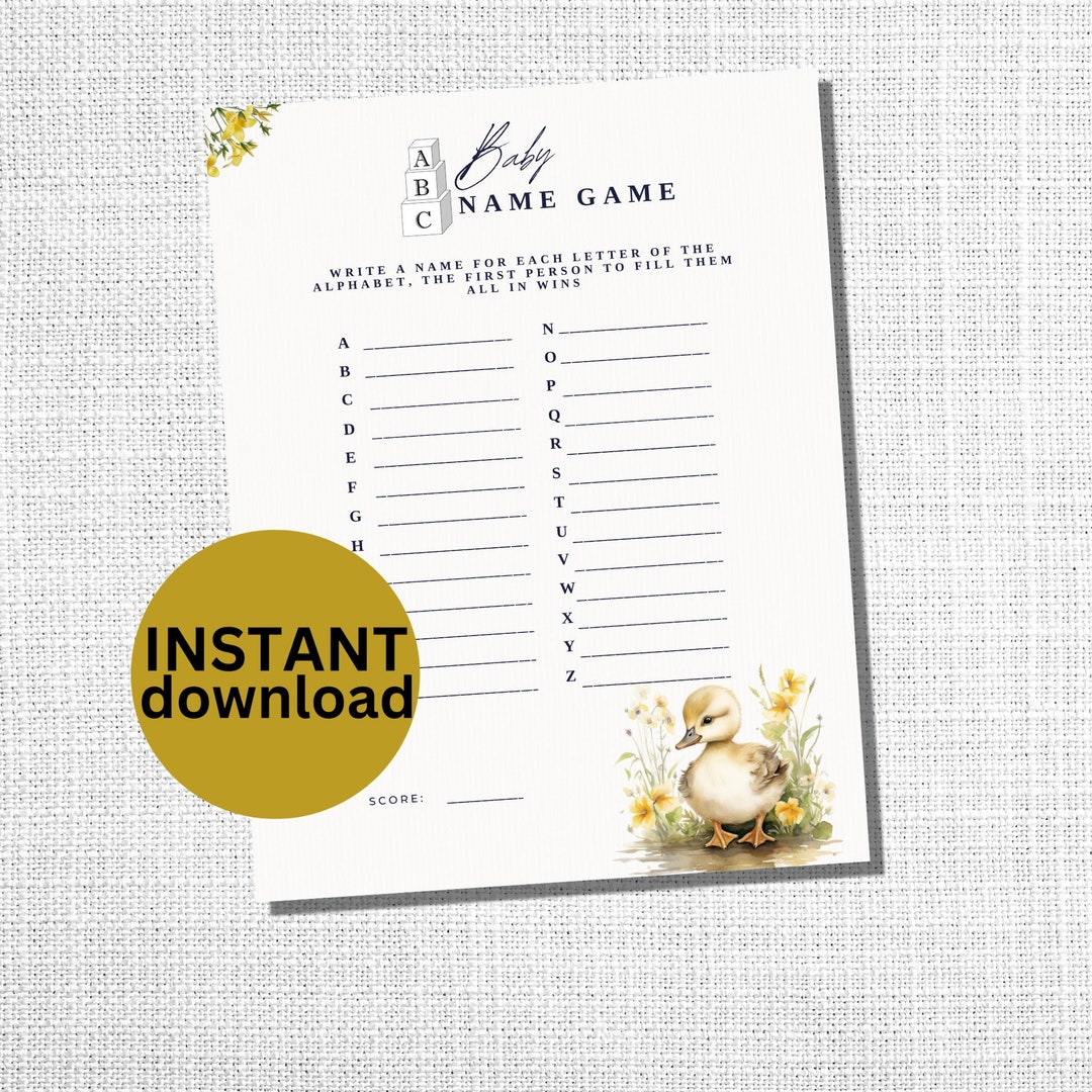 Baby Abc Game | Instant Download | Baby Shower Games | Baby Name Race ...