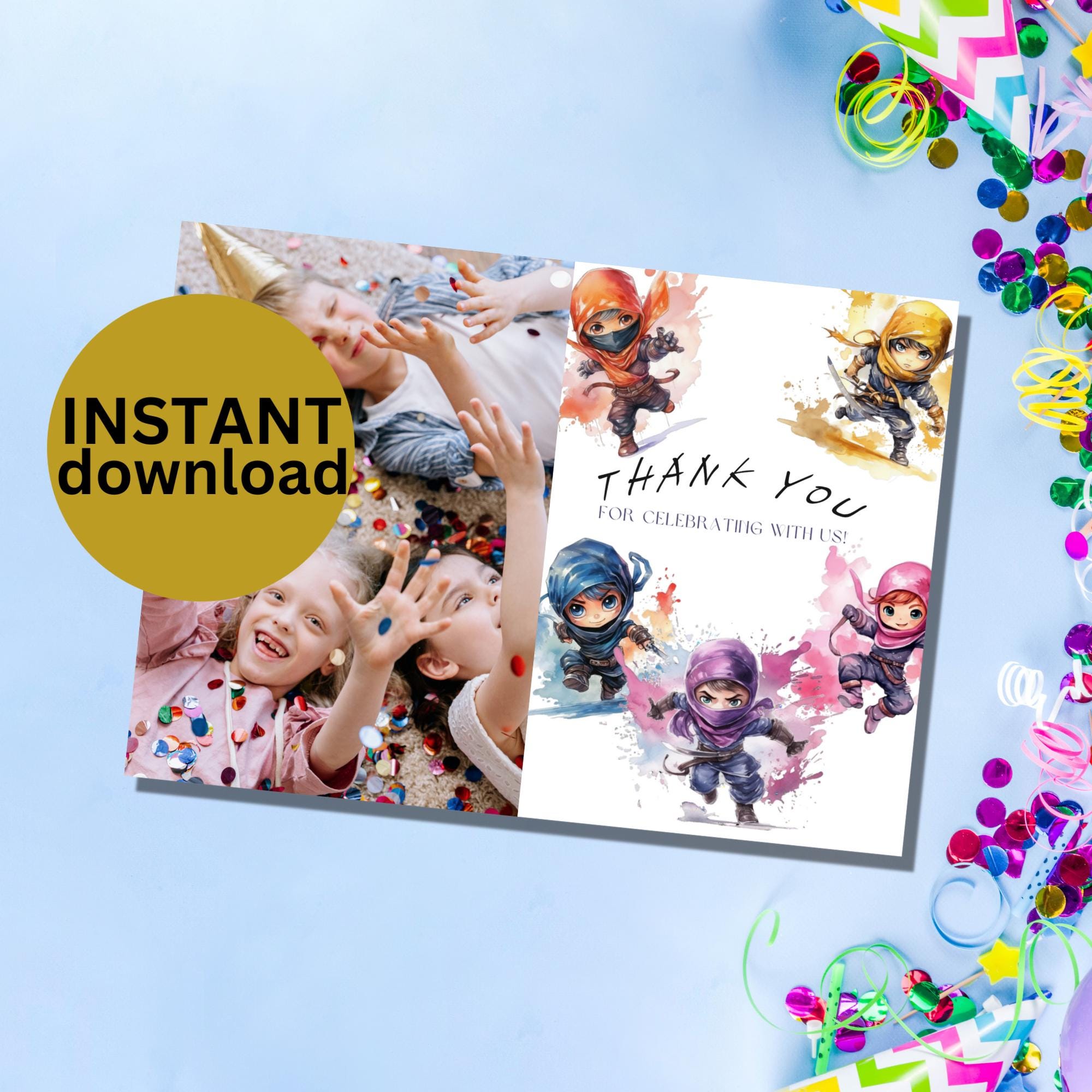 Ninja Birthday Thank You Card Personalized Ninja Thank You Card Kid ...
