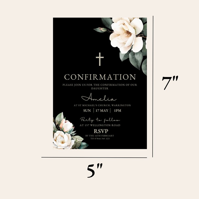 Girls Confirmation Invitation, Printable Confirmation Party Template ...