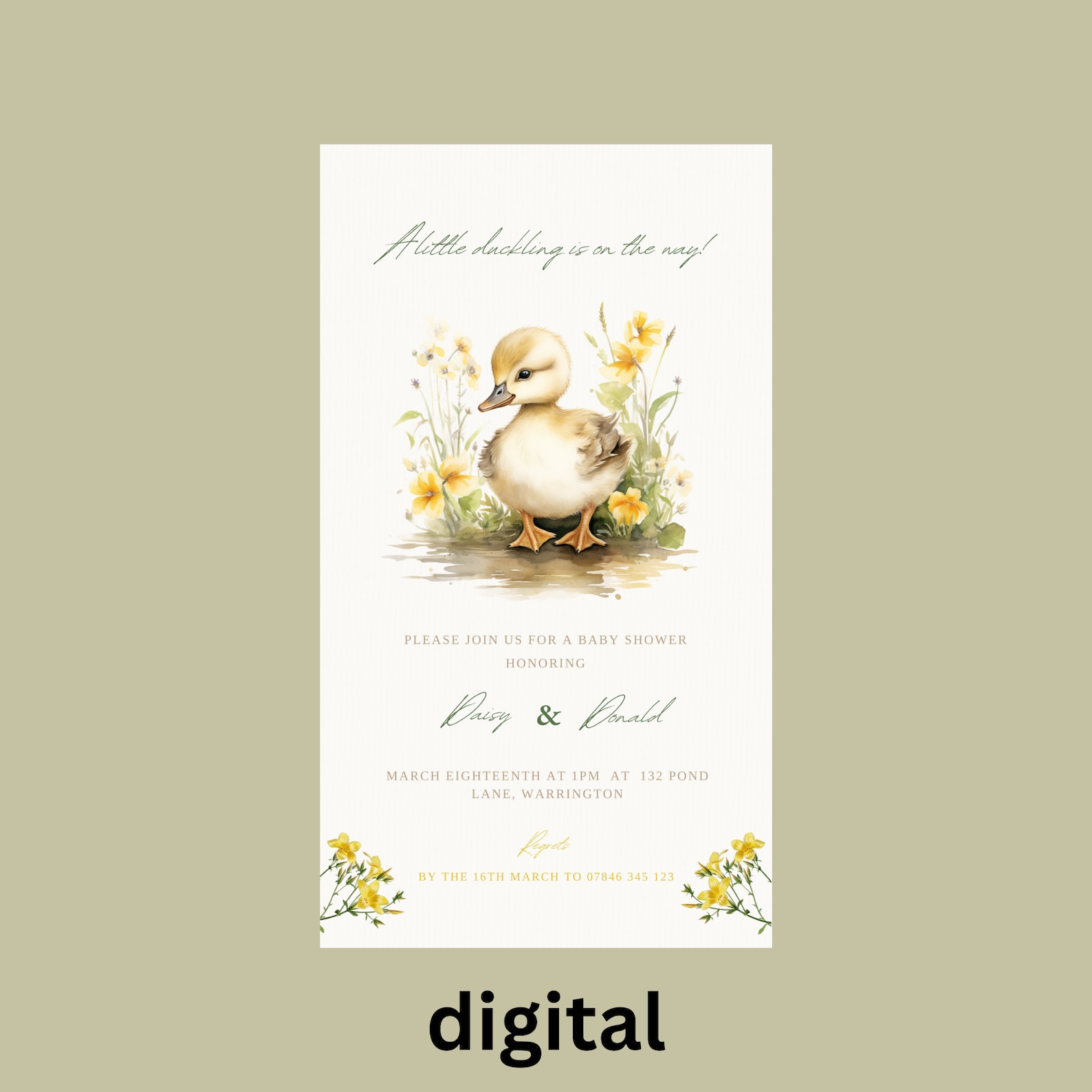 Gender Neutral Spring Baby Shower Invite Duckling Baby Shower ...