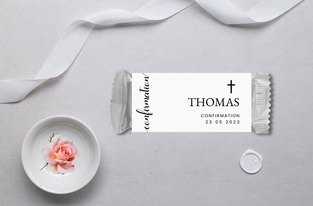 Printed Labels for Small Size Candy Bar Chocolate Bar, Confirmation ...