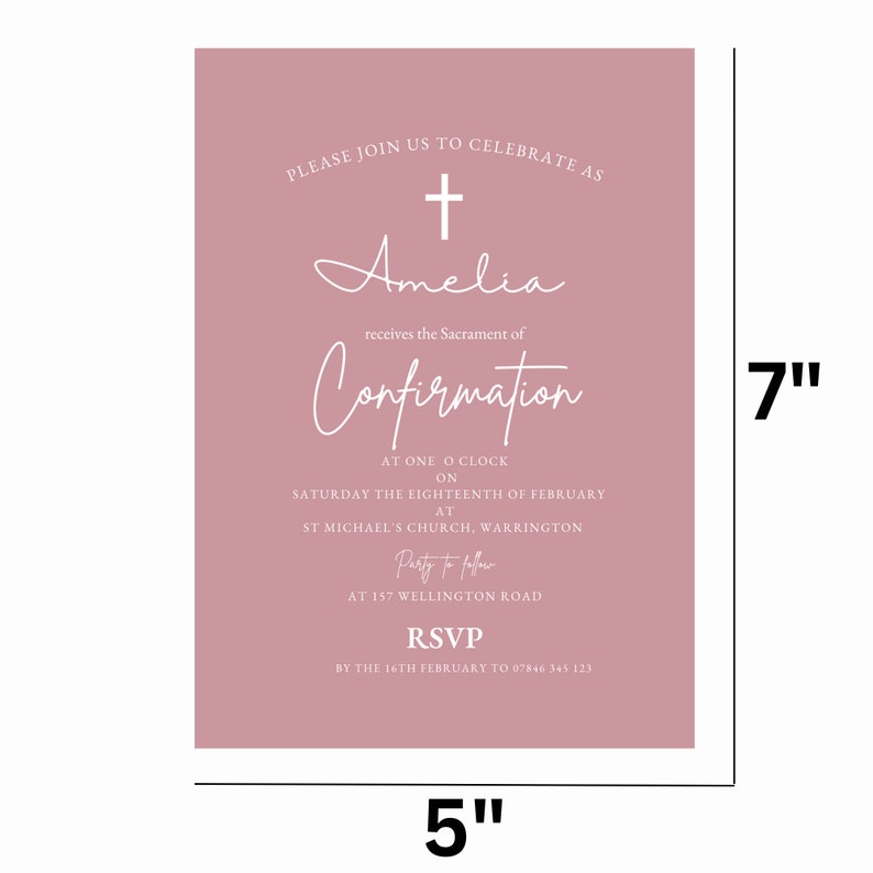 Minimalist Confirmation Invitation Template, Pink Modern Confirmation ...