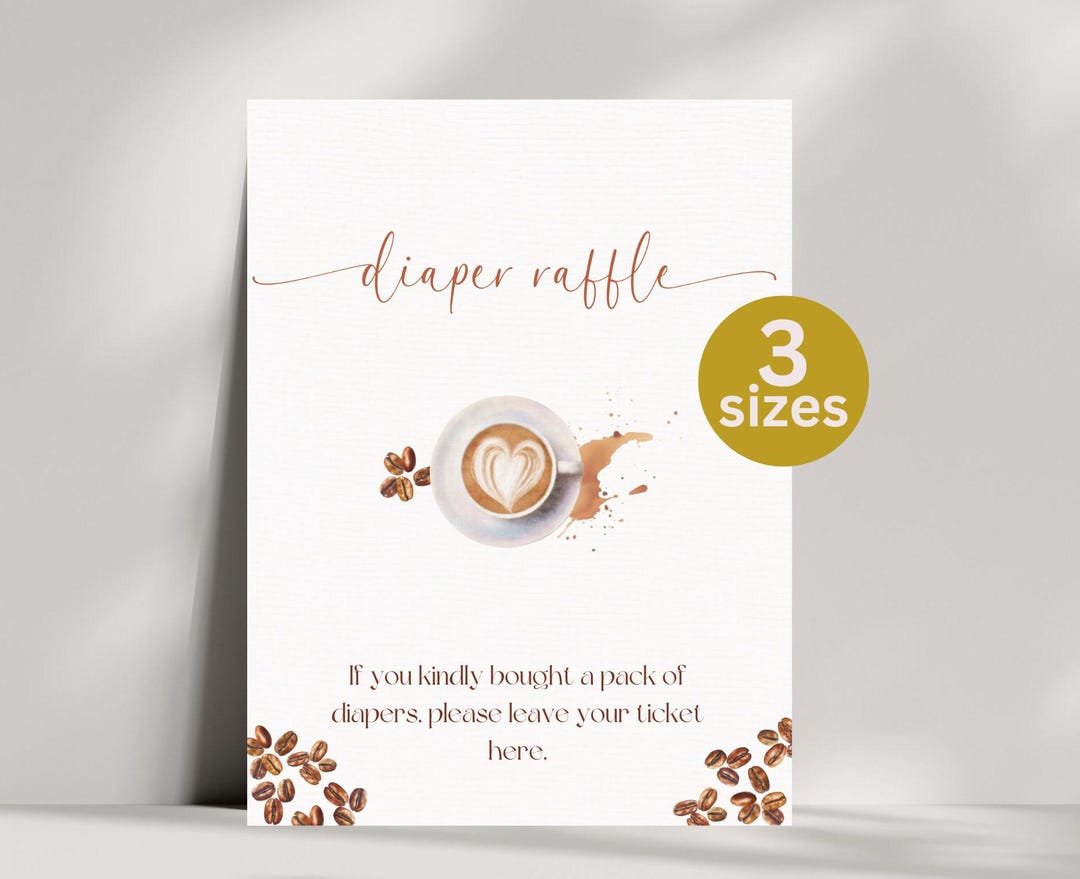 Coffee Bean Baby Shower Diaper Raffle Coffee Theme Baby Shower Signs ...