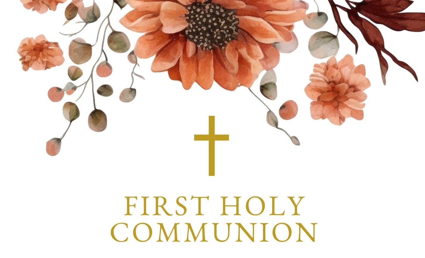 First Holy Communion Invitation Template Fall Communion - Etsy