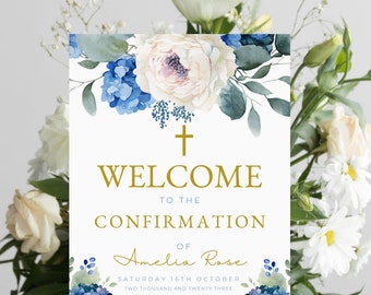 Confirmation Welcome Sign, Greenery Confirmation Party Sign, Religious ...