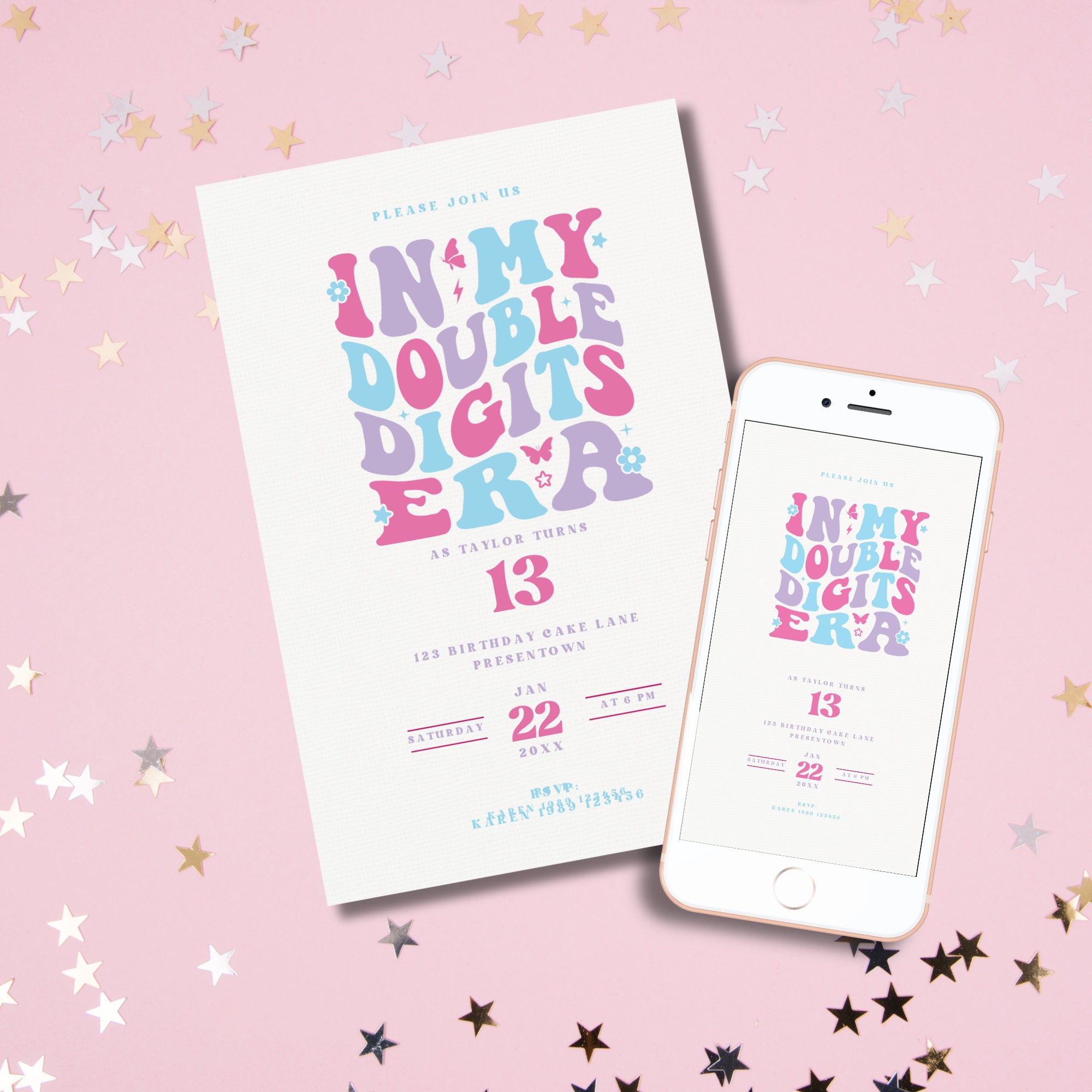 In My Double Digits Era Invitation Editable in My Double Digit Era ...