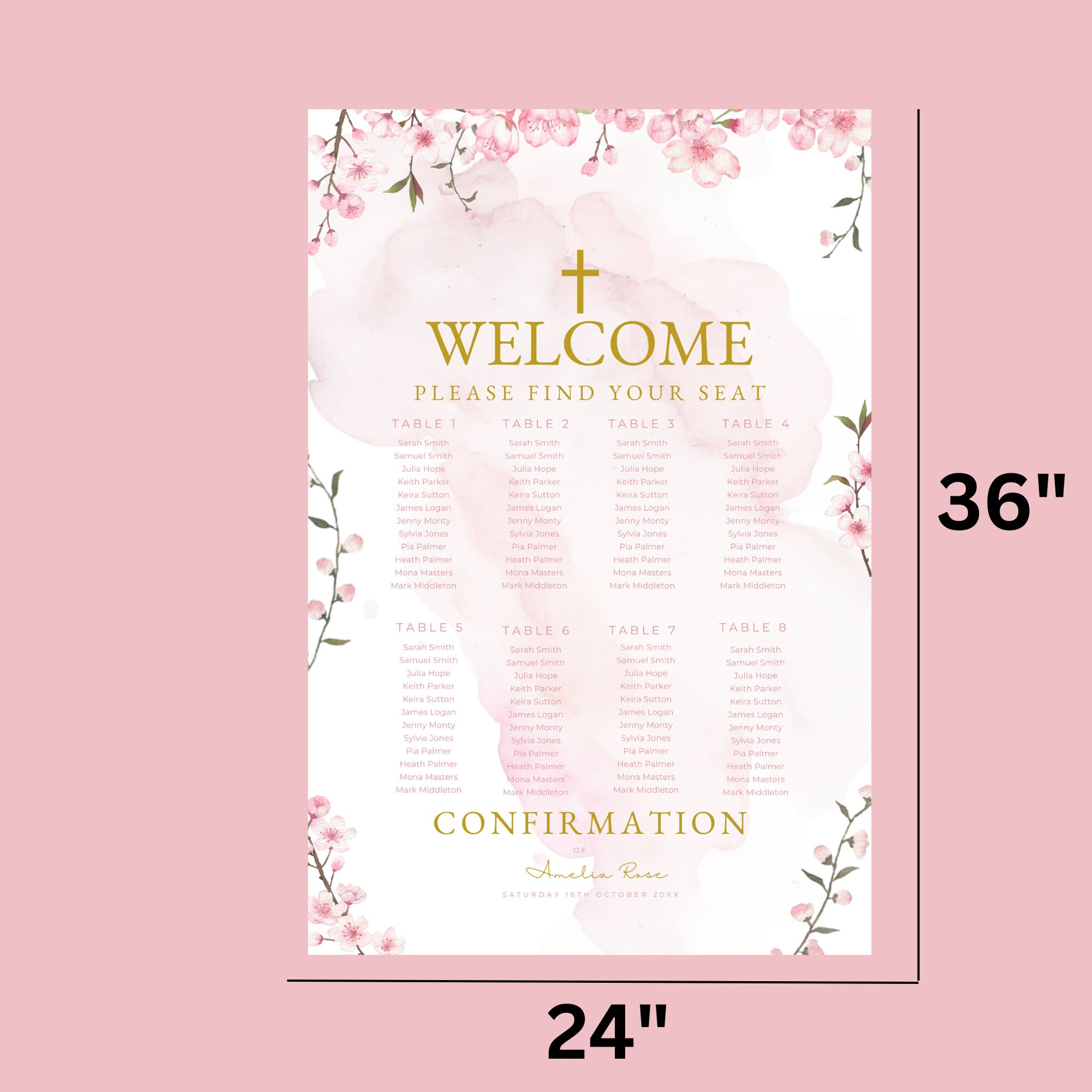 Cherry Blossom Seating Chart Confirmation Welcome Sign - Etsy