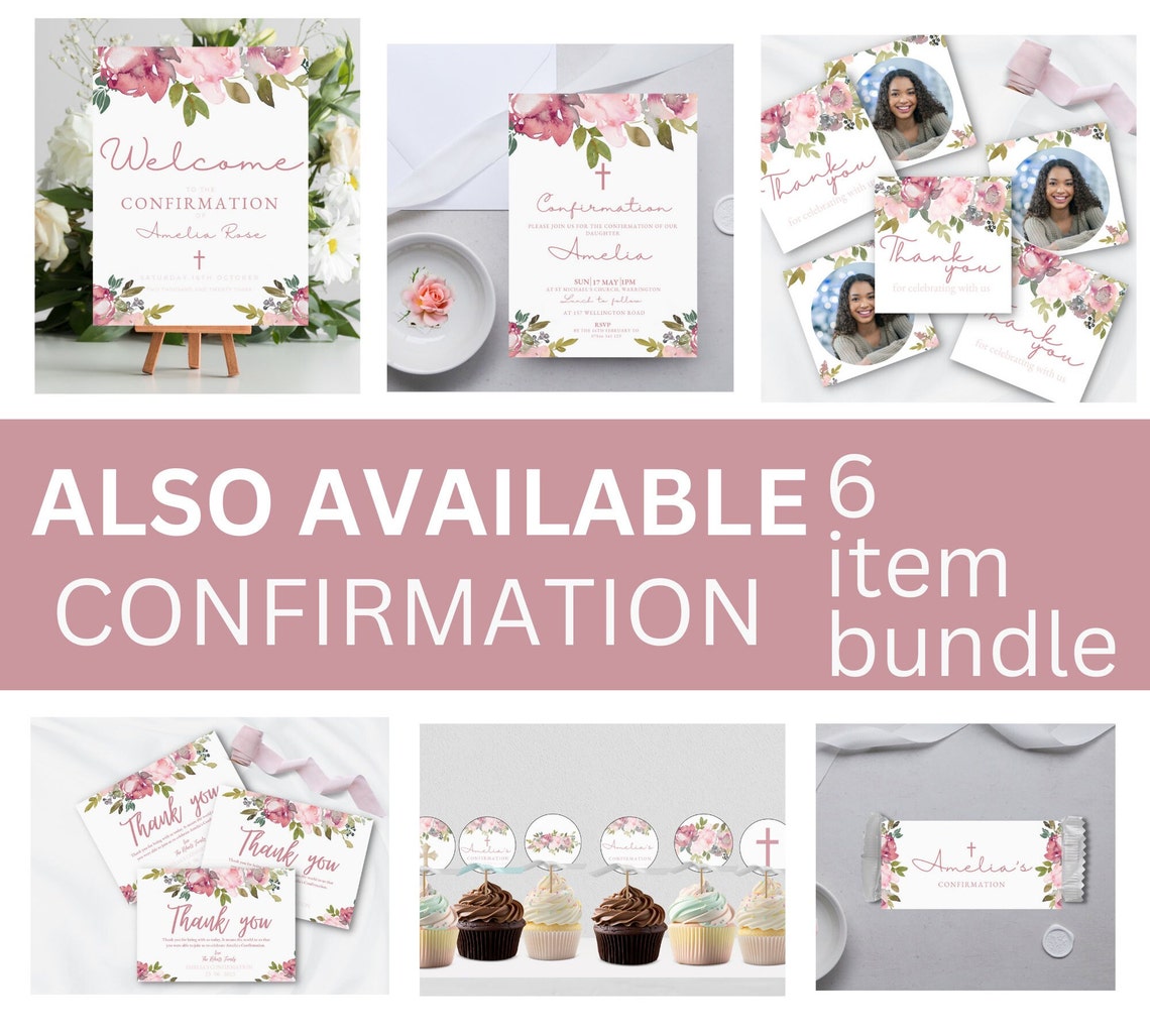 Girls Confirmation Party Welcome Sign, Cherry Blossom Confirmation Sign ...