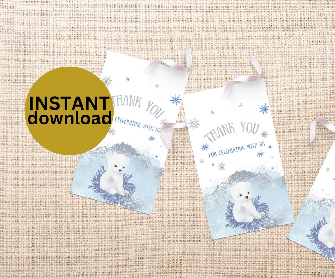 Editable We Can Bearly Wait Baby Shower Tag Editable Polar Bear Tag ...