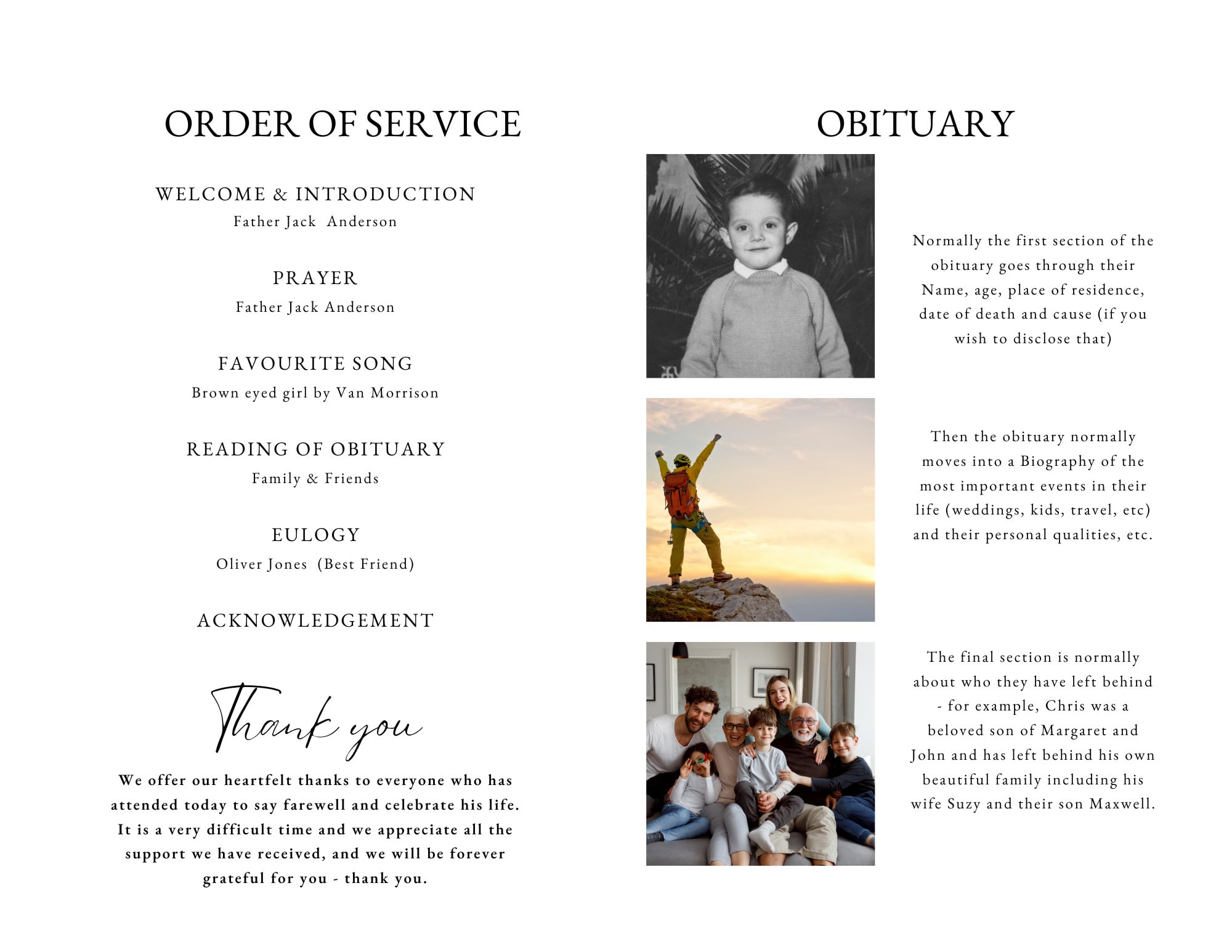 Minimalist Funeral Program Template Simple Funeral Memorial Program ...