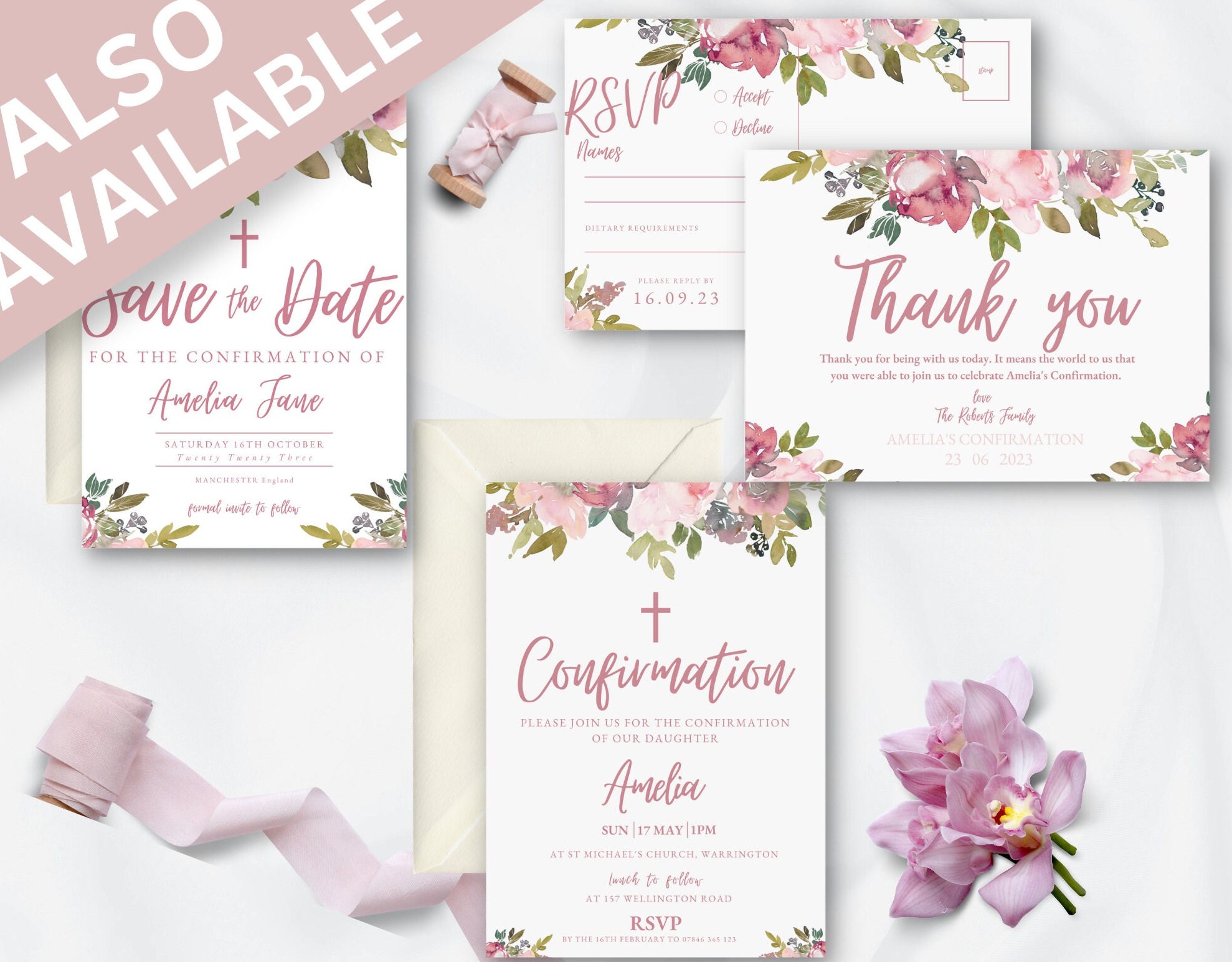 Canva Seating Chart Kit, Printable Blush Pink Floral Confirmation Seat ...