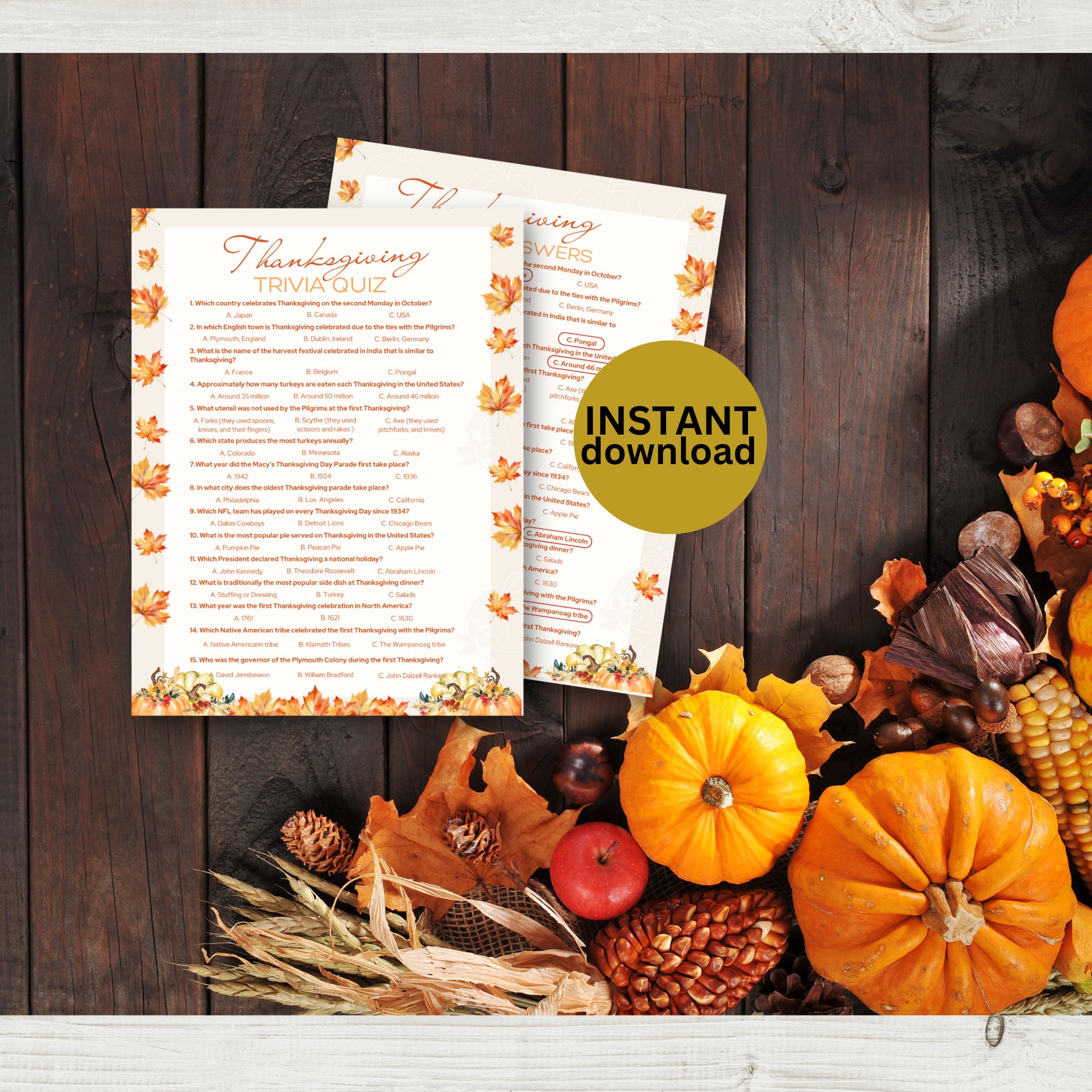 Thanksgiving Scavenger Hunt for Kids, Thanksgiving Dinner Game ...
