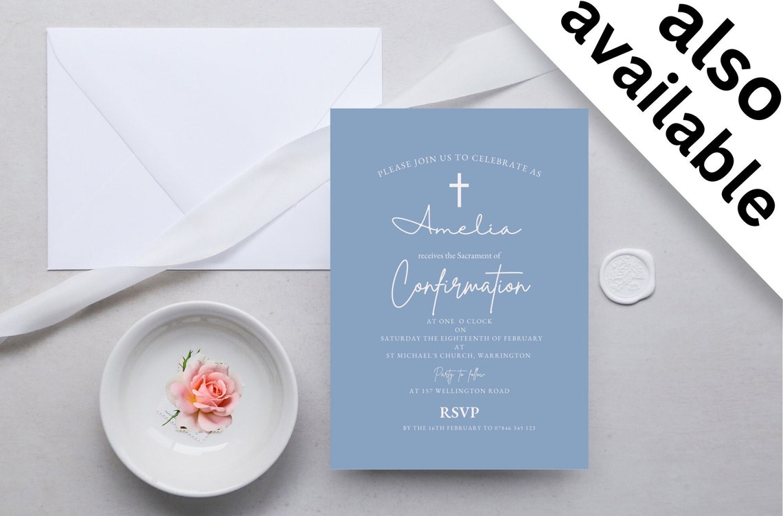 Minimalist Confirmation Invitation Template, Pink Modern Confirmation ...