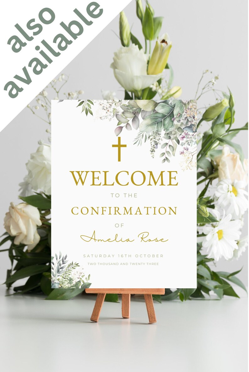 Confirmation Cupcake Toppers, Greenery Cake Toppers, Printable Green ...