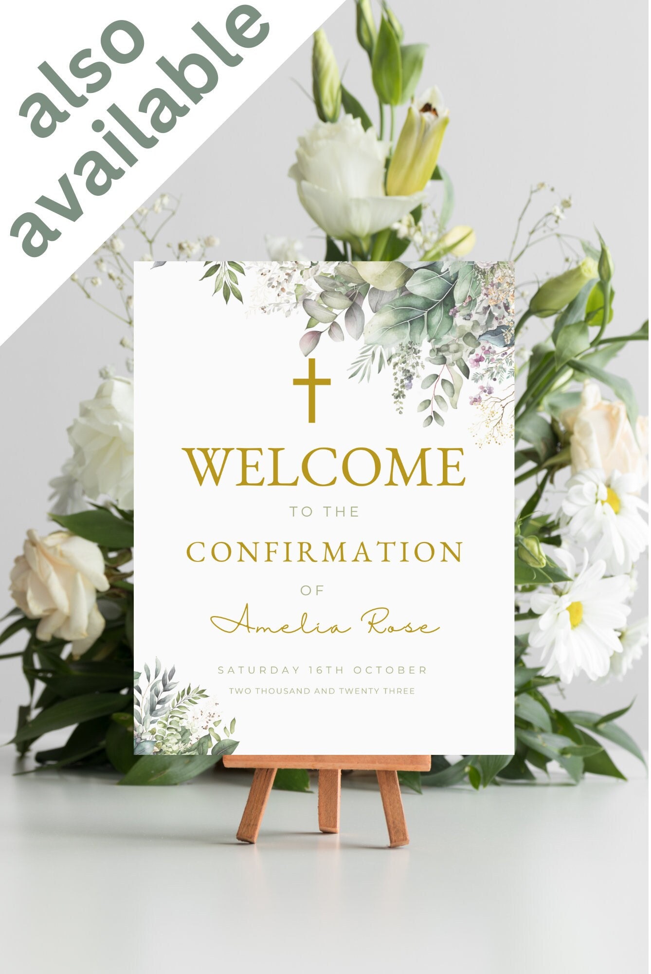 Confirmation Cupcake Toppers, Greenery Cake Toppers, Printable Green ...