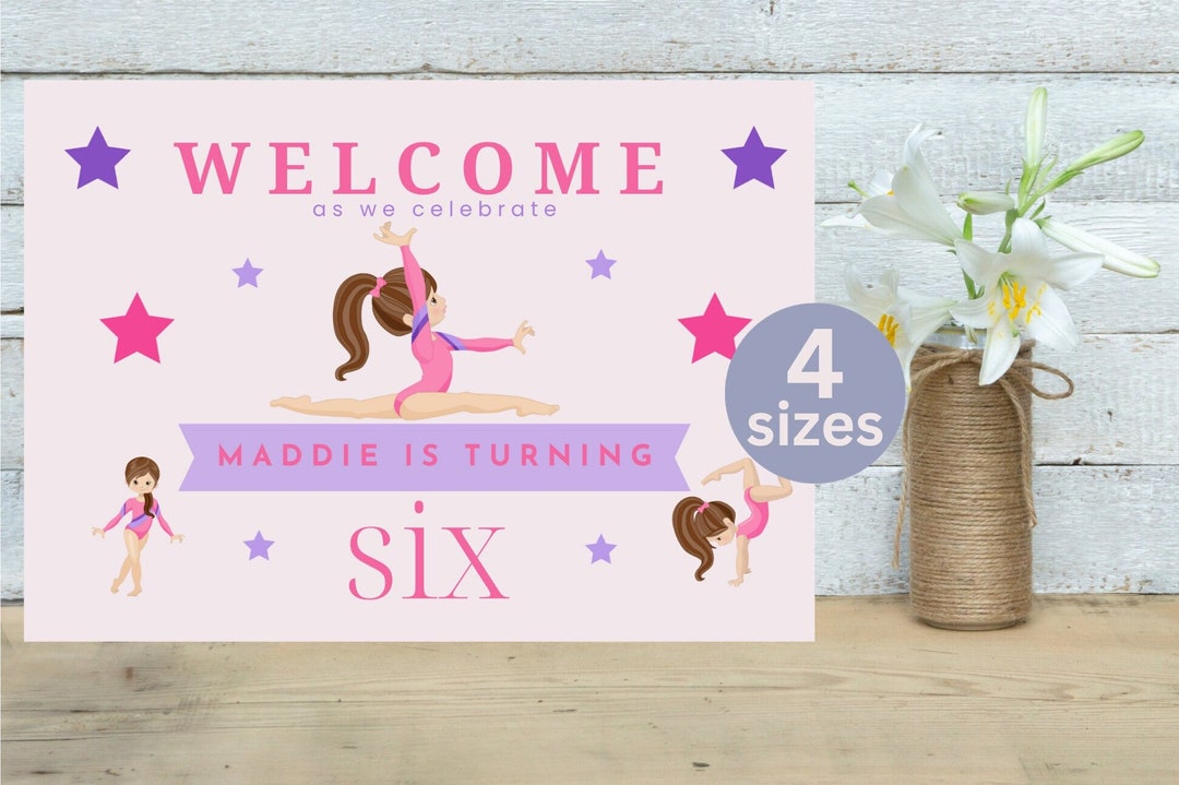 Gymnastics Birthday Kids, Gymnastics Welcome Sign, DIY Gymnast Party ...