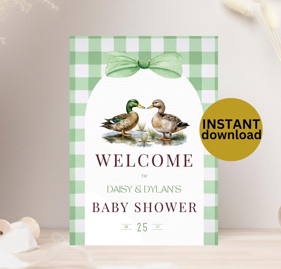 Mallard Duck Baby Shower Welcome Sign: Editable Canva Template (digital ...