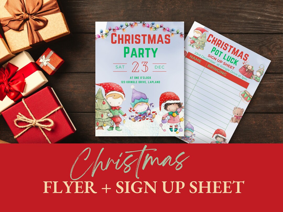 Editable Christmas Potluck Sign up Sheet and Poster, Potluck Invite ...