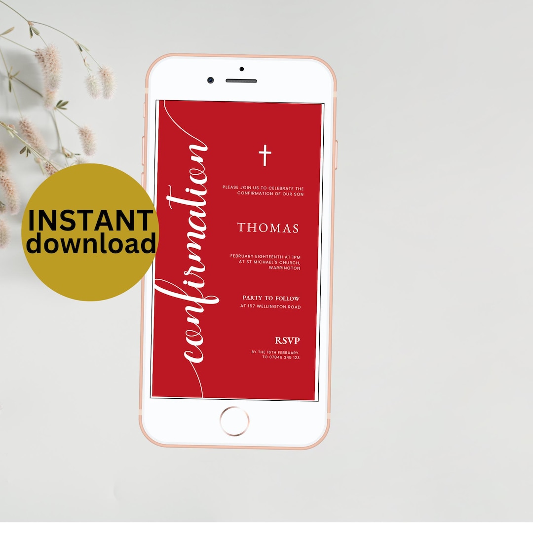 Modern Digital Confirmation Invitation Template Instant Download Boy ...