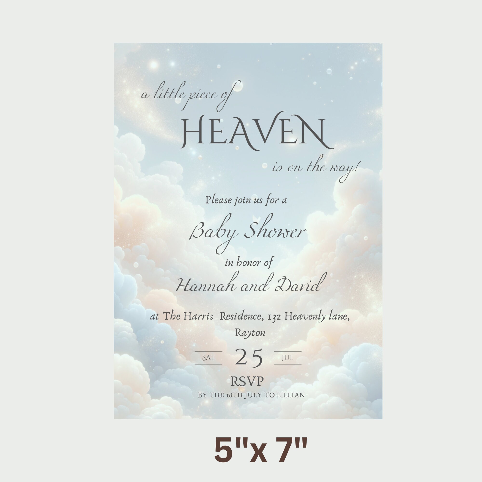 A Little Piece of Heaven Baby Shower Invitation Boy A Little Bit of ...
