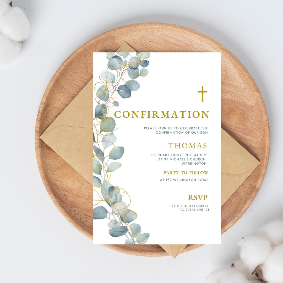 Editable Confirmation Invitation Template, Greenery Confirmation Invite ...