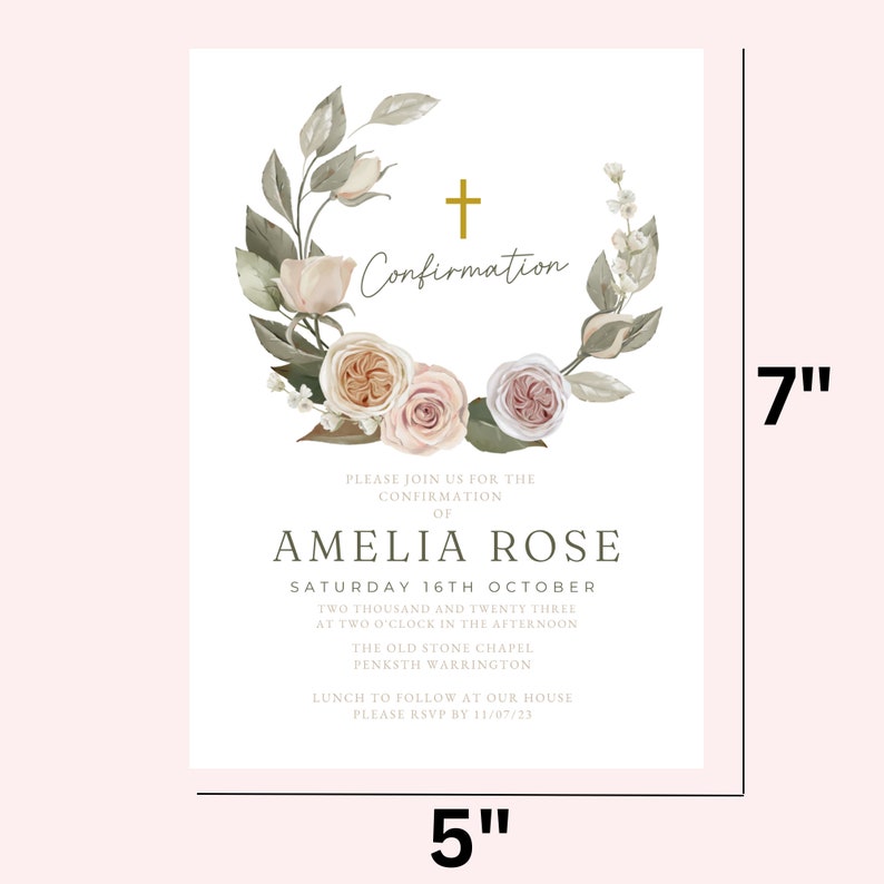 Confirmation Invitation, Floral Printable Confirmation Invite, Floral ...