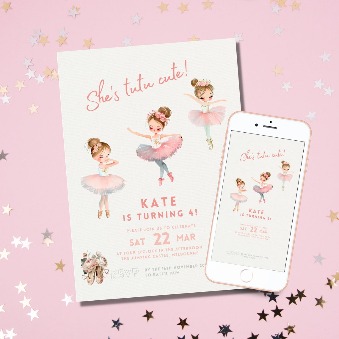 Editable Ballerina Invitation Ballerina Party Ballet Birthday ...