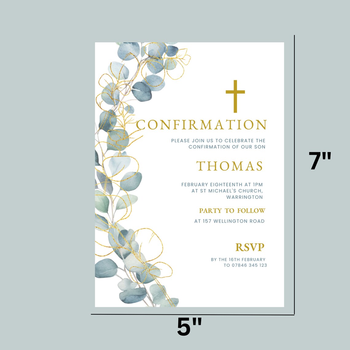 Greenery Confirmation Invitation, Boy Confirmation Invite Template ...