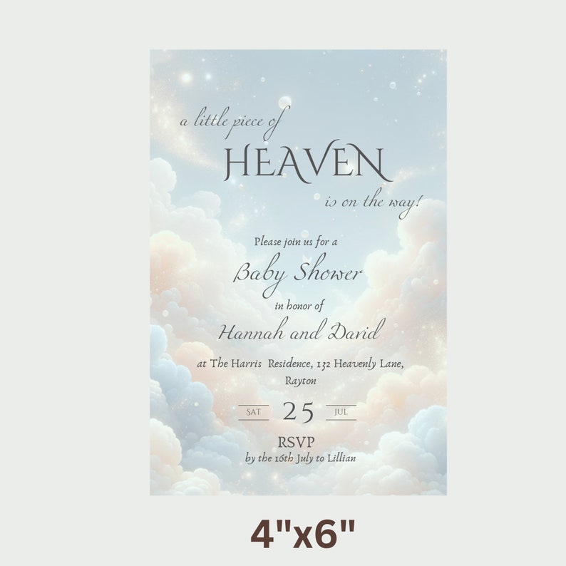 A Little Piece of Heaven Baby Shower Invitation Boy A Little Bit of ...
