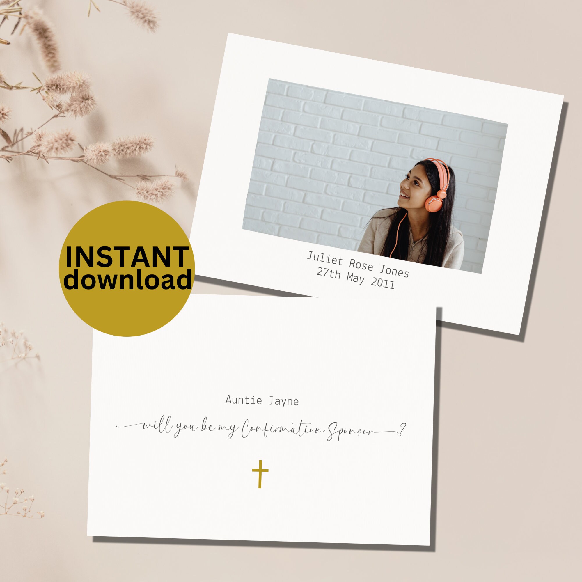Will You Be My Confirmation Sponsor Proposal Card Catholic Invitation ...