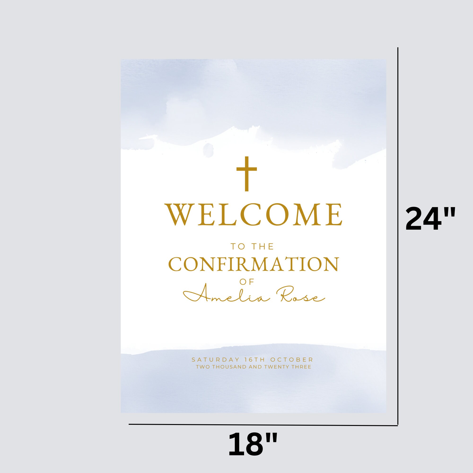 Dusty Blue and Gold Welcome Sign, Printable Confirmation Welcome Sign ...