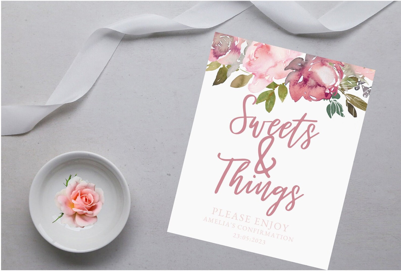 Blush Pink Sweets and Things Sign 8x10 Canva Template Printable DIY ...