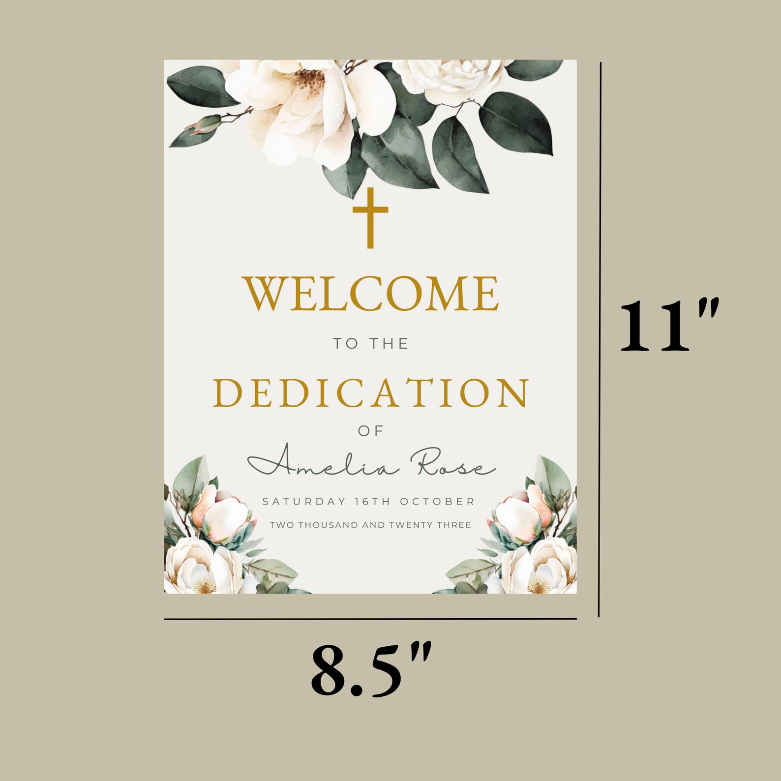 Printable Dedication Welcome Sign, Floral Welcome Sign, Girls ...