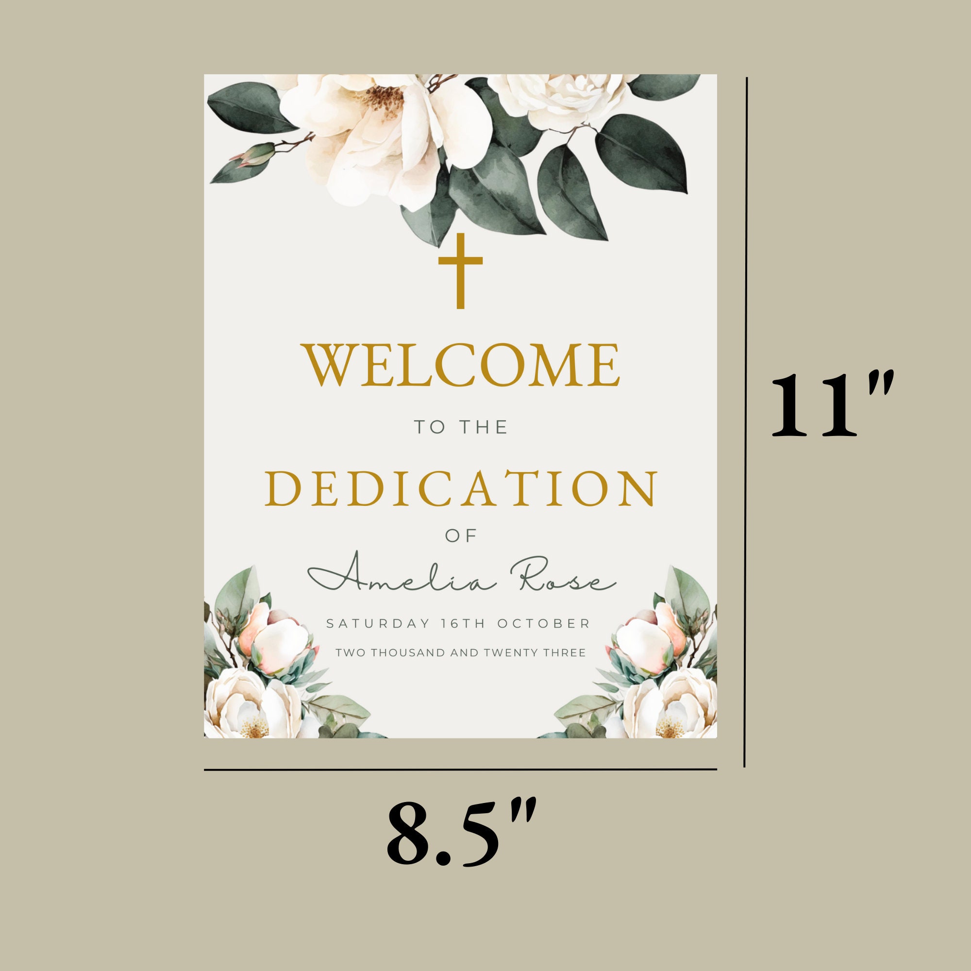 Printable Dedication Welcome Sign Floral Welcome Sign Girls - Etsy
