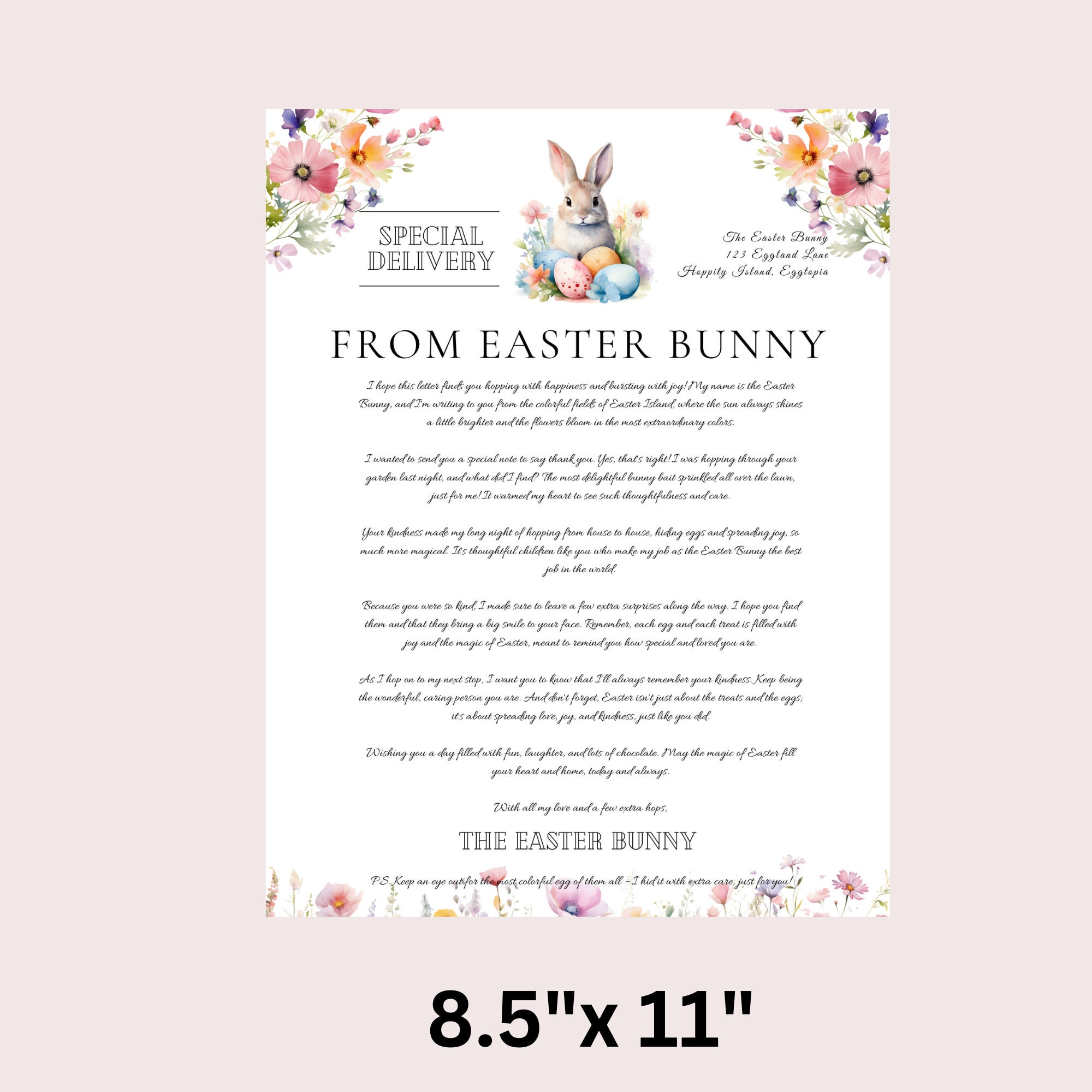 Editable Easter Bunny Letter to Kid Printable Official Letter From Desk ...