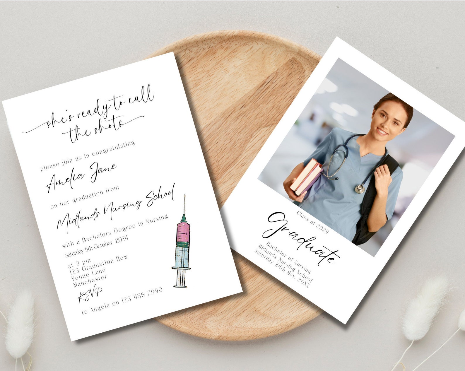 Graduation Invitation for Siblings Two Photos Joint Graduation Two ...