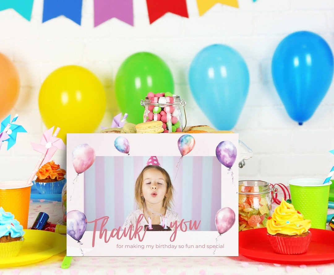 Birthday Thank You Table Card Thank You Card Template, Photo Thank You ...