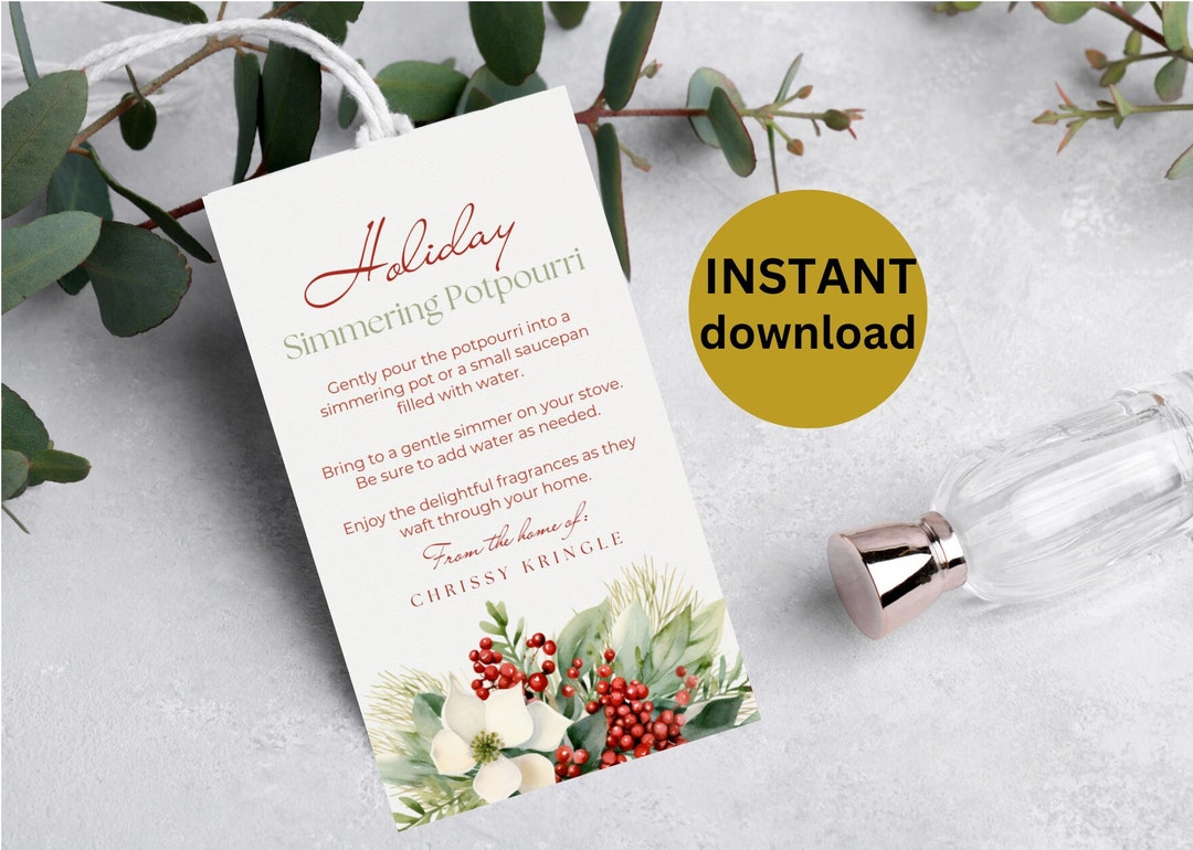 Christmas Simmer Pot Tag Printable Teacher Employee Client Staff Gift ...
