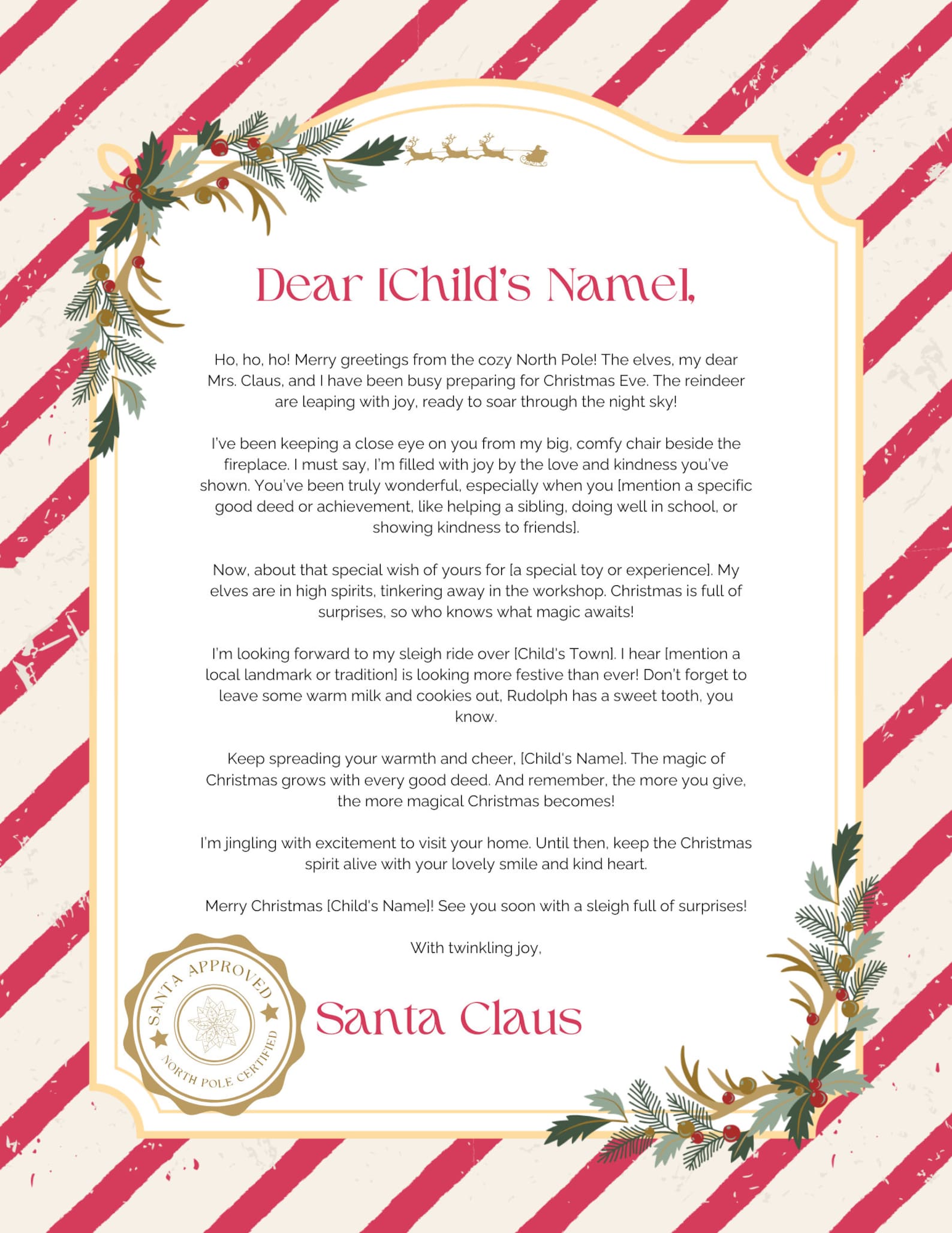 Editable Christmas Letter From Santa, Letter From North Pole, Christmas ...
