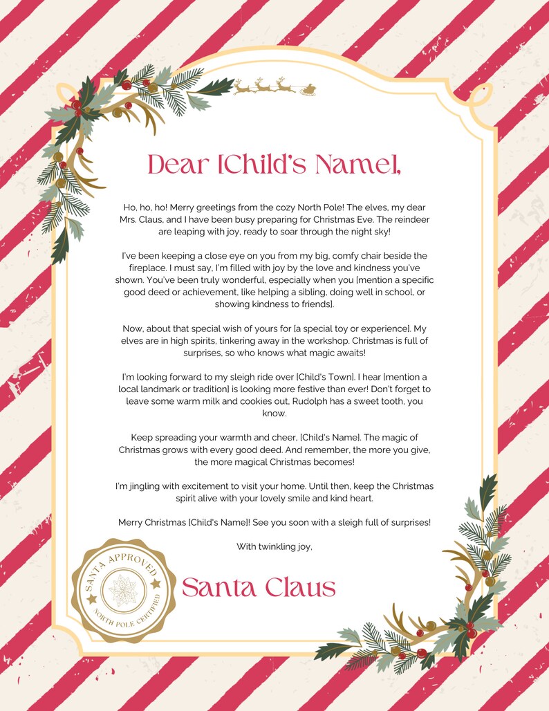 Editable Christmas Letter From Santa, Letter From North Pole, Christmas ...